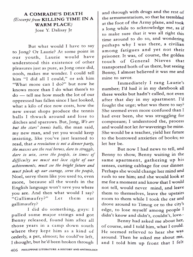 A Comrade's Death - Jose Y. Dalisay Jr. | PDF