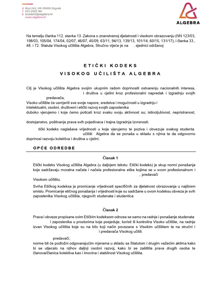 Etički Kodeks | PDF