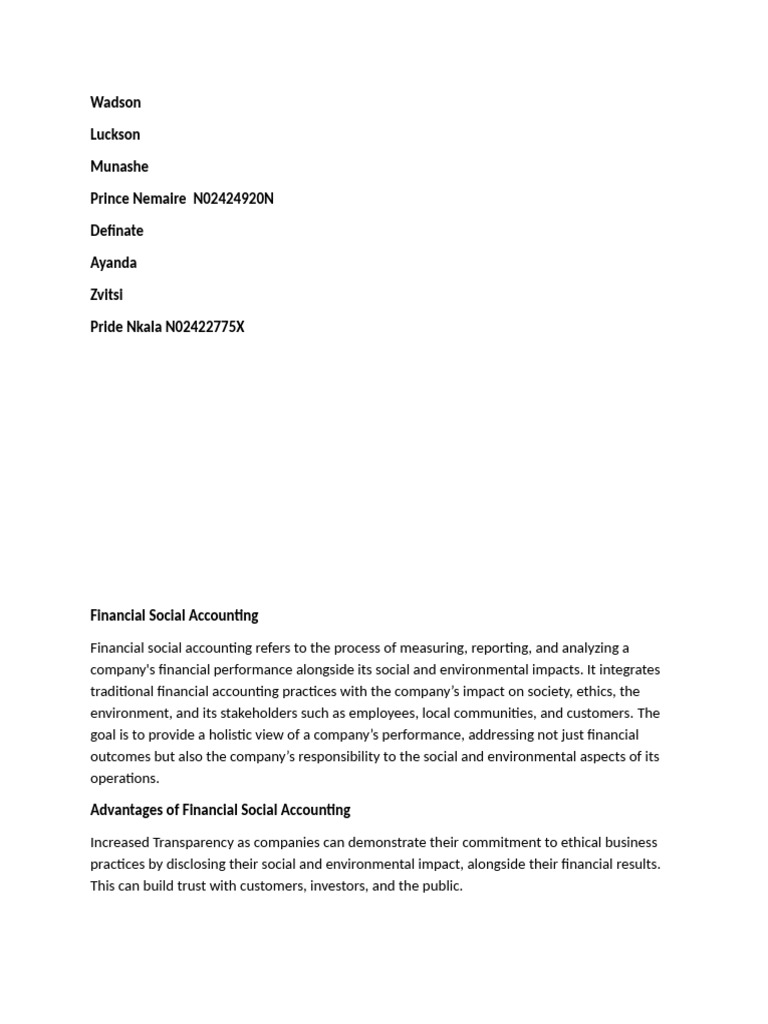 Advantages of Social Accounting for Firms | PDF | Sustainability ...