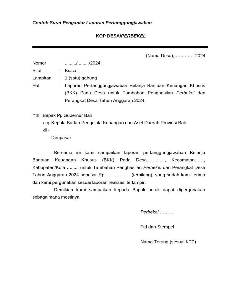 Form Lampiran Pelaporan BKK TPPPD 2024 | PDF