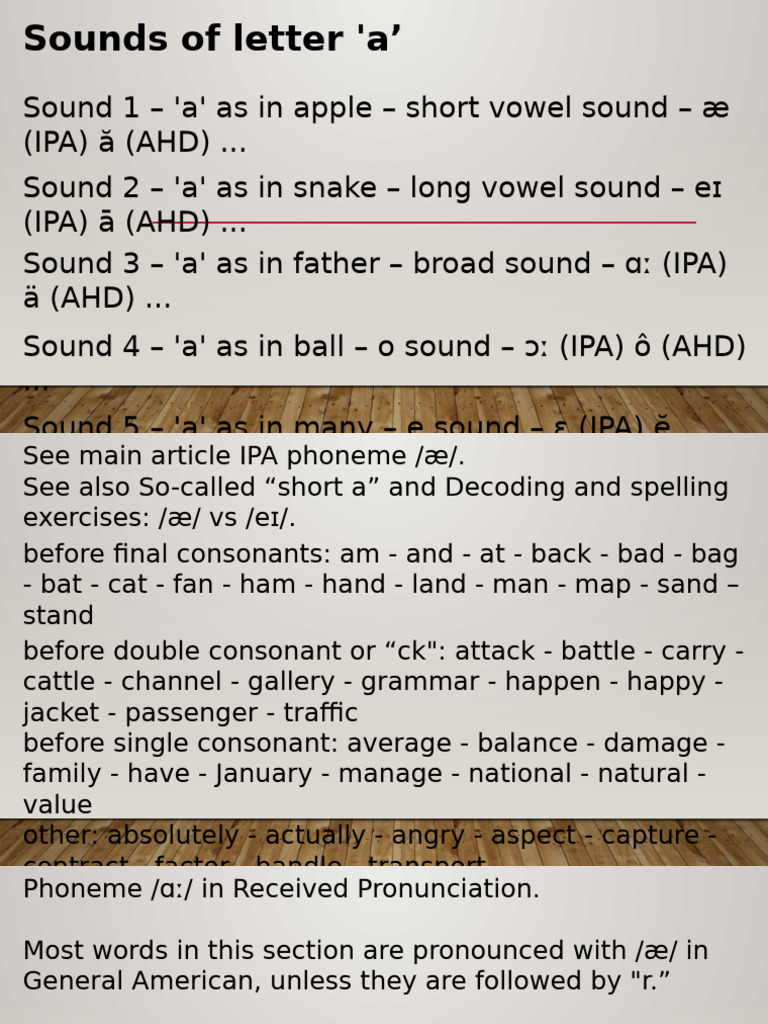 Vowel Sounds of 'A': A Comprehensive Guide | PDF