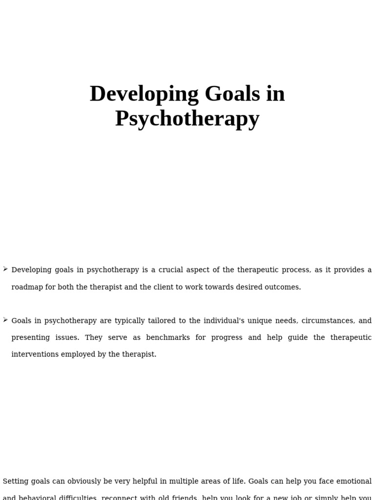 Effective Goal Setting in Psychotherapy | PDF | Psychotherapy | Goal ...