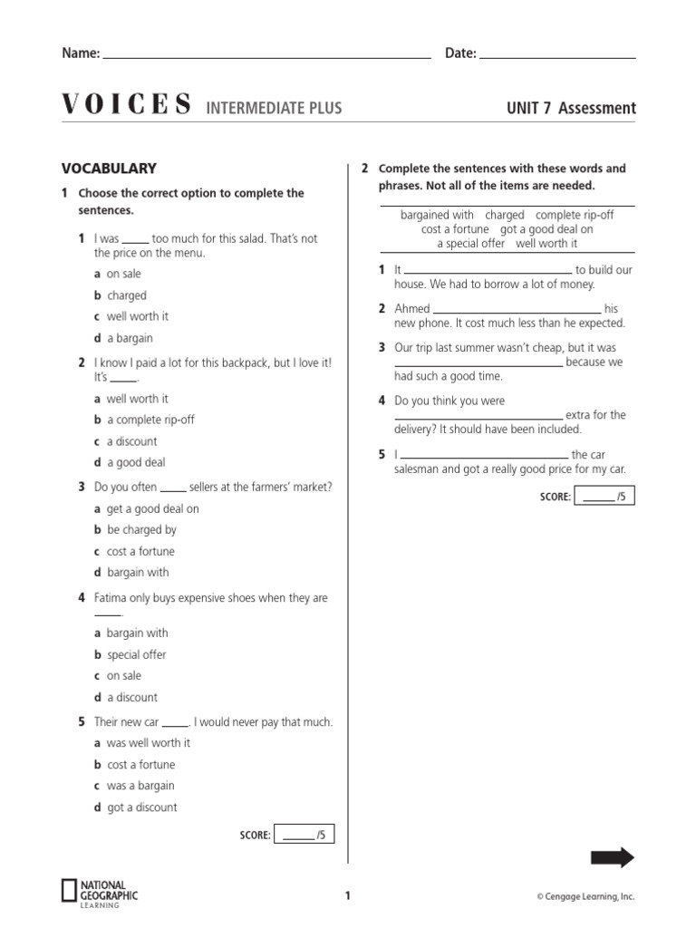 Voices Intermediate Plus U07 Test Pdf