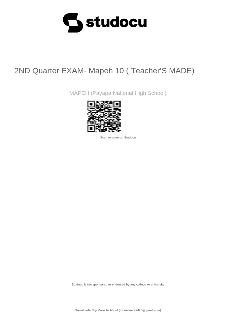 Mapeh 10 2nd Quarter Tos | PDF | Physical Fitness