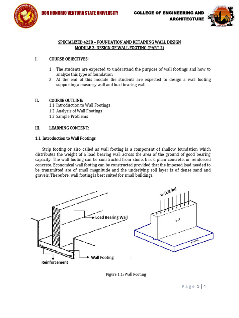 Module 2 Part 2 Specialized 423B - Foundation Retaining Wall Design 2025 | PDF | Foundation ...