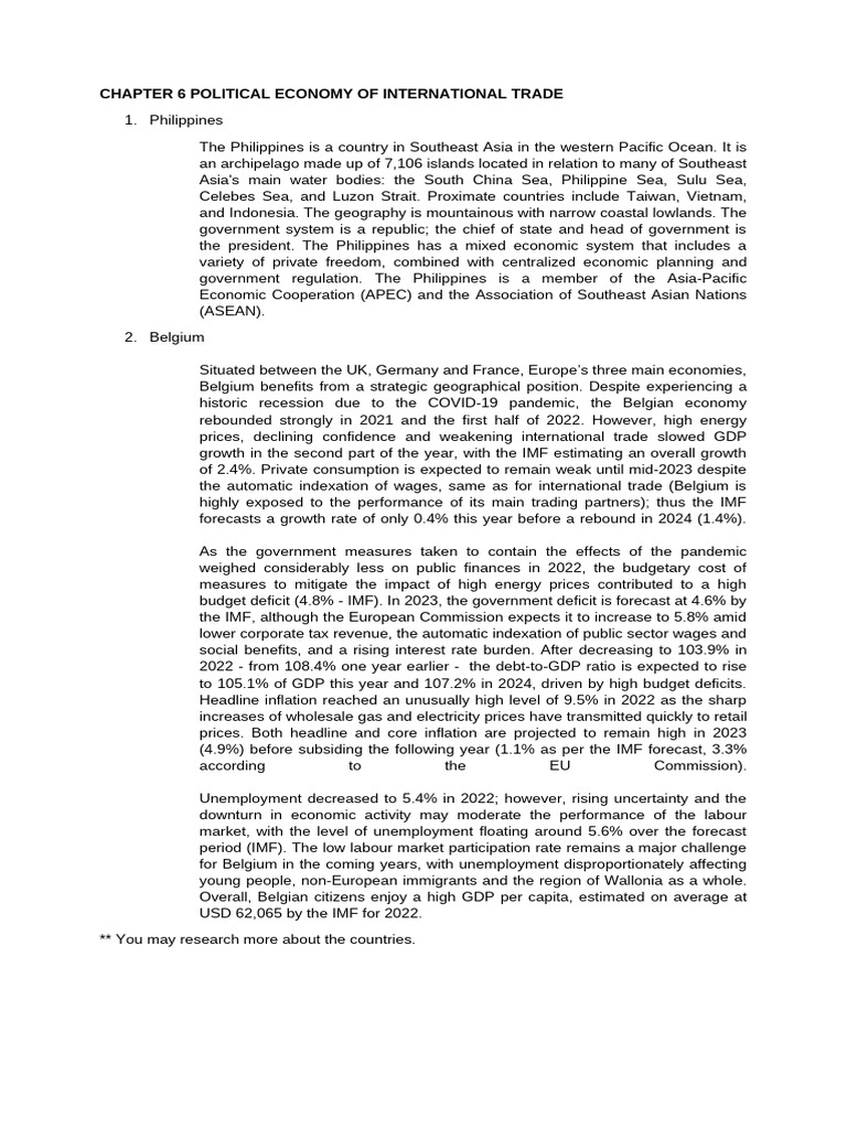 Chapter 6 Political Economy of International Trade Activity | PDF | Dumping (Pricing Policy ...