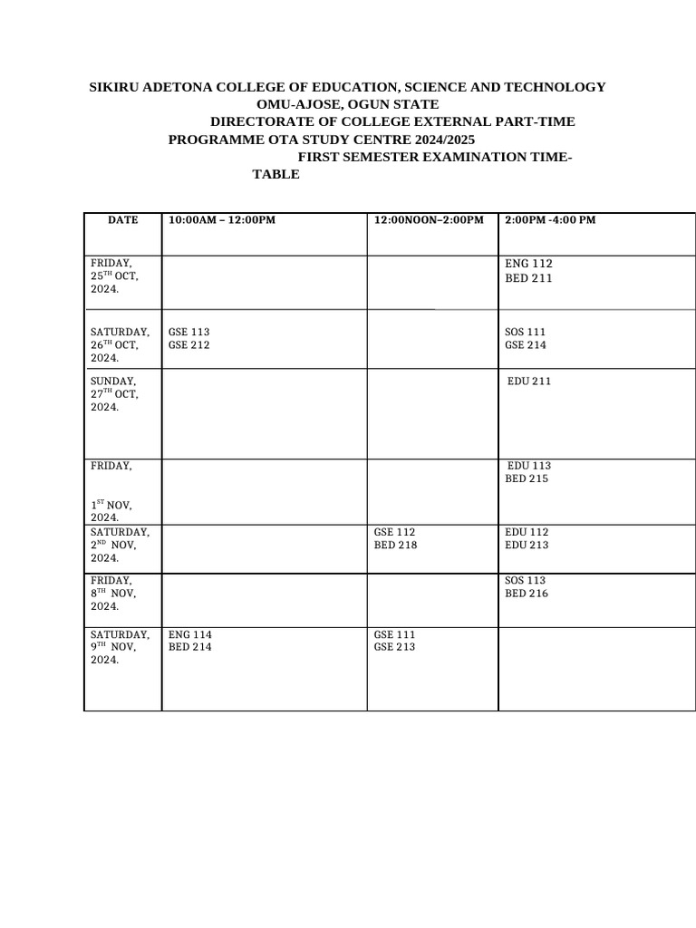 2022 Timetable | PDF