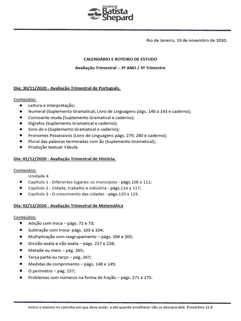 ROTEIRO AVT 3° ANO - 3º TRIMESTRE 2020 | PDF | Linguística