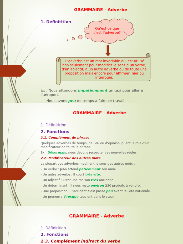 Bài giảng Gr1_Adv | PDF | Adverbe | Phrase