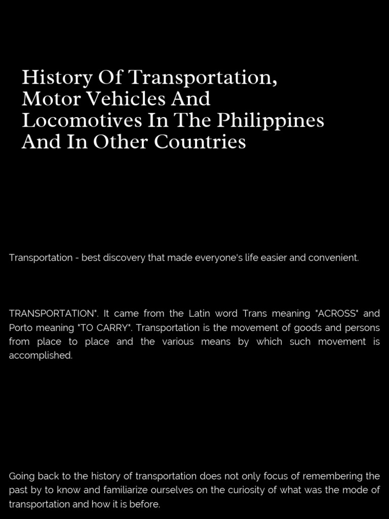 History of Transportation 1 | PDF | Transport | Wheel
