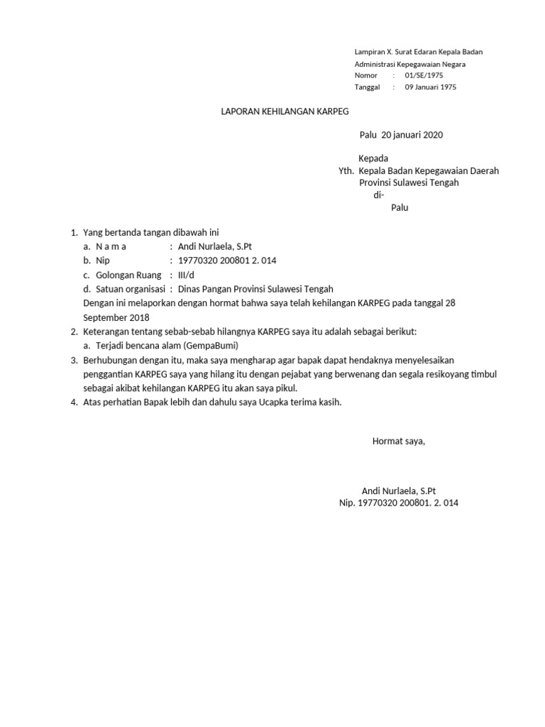 Kelengkapan KARPEG | PDF