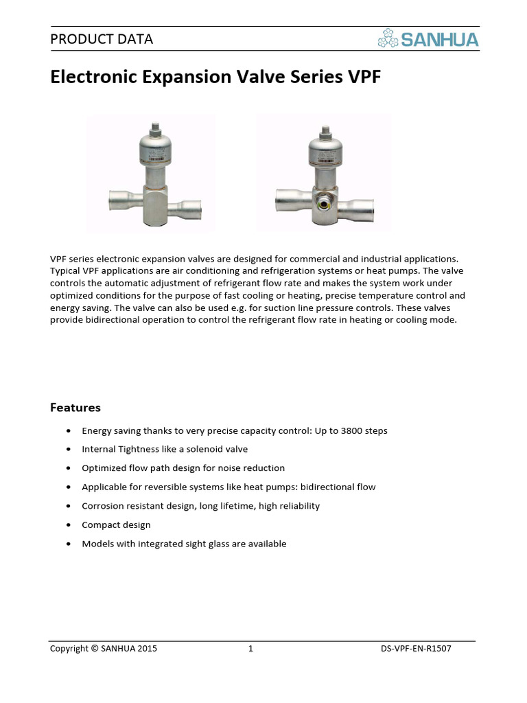 VPF Electronic Expansion Valve | PDF | Heat Pump | Mechanical Engineering