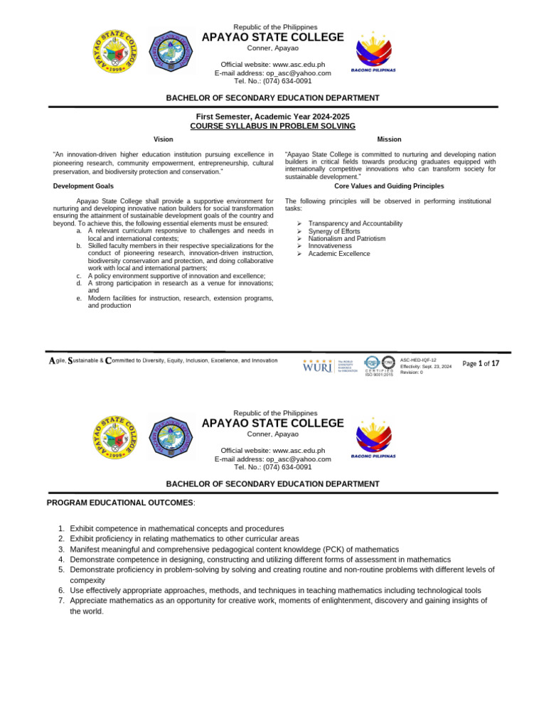 Syllabus Problem Solving 2025 | PDF | Mathematics | Innovation