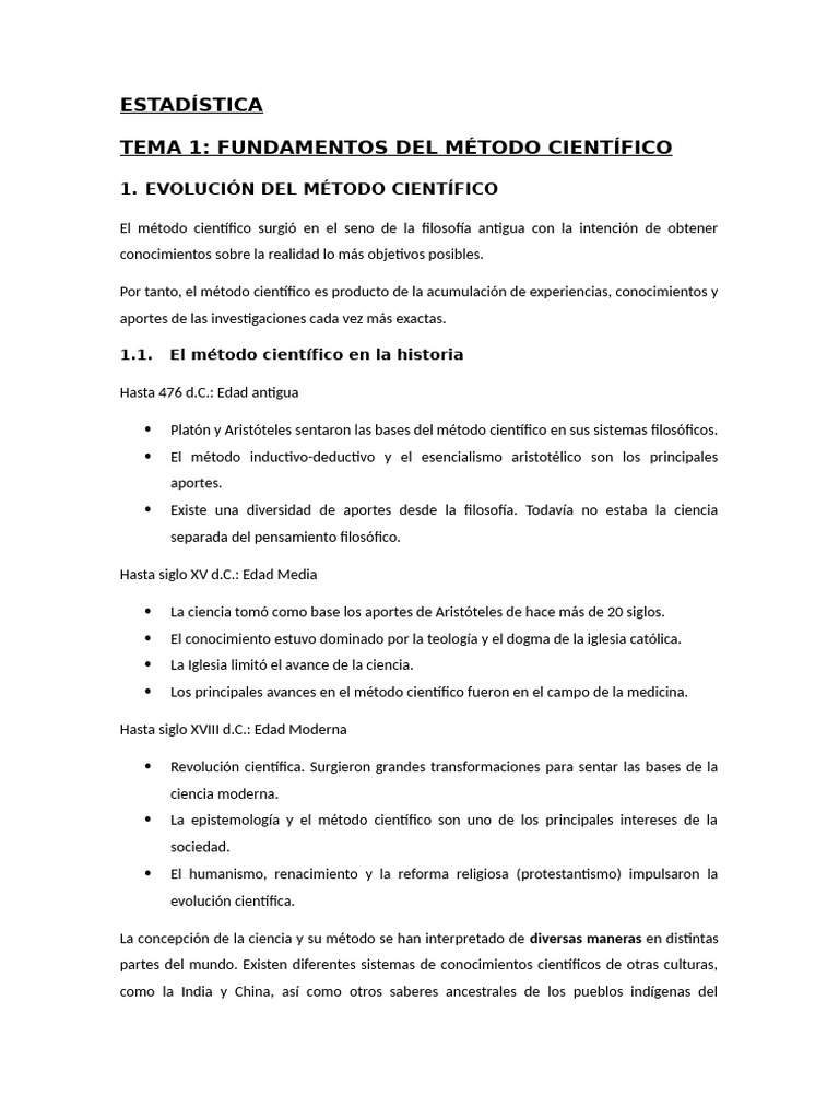 Tema 1 Fundamentos Método Científico | PDF | Método científico | Teoría