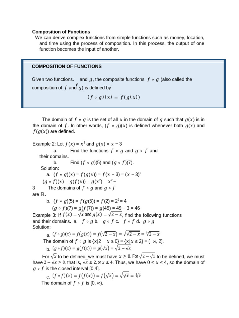 Composition of Functions | PDF | Function (Mathematics) | Inequality (Mathematics)