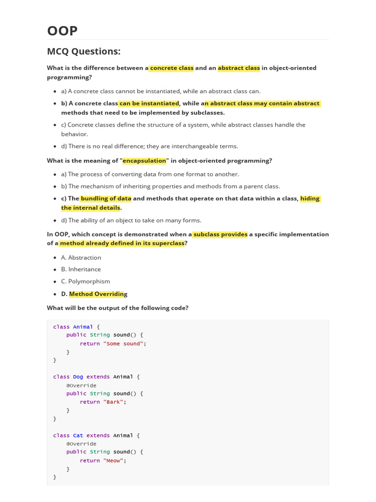 Question Bank Answers Pdf Class Computer Programming Inheritance Object Oriented