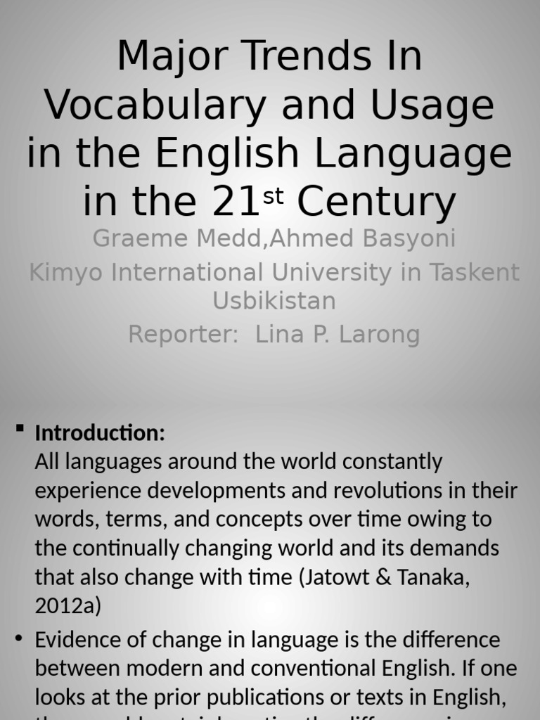 21st Century English Language Trends | PDF | English Language | Word