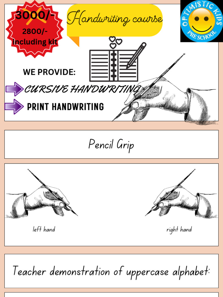 Cursive Handwriting Formation English Presentation Orange White ...