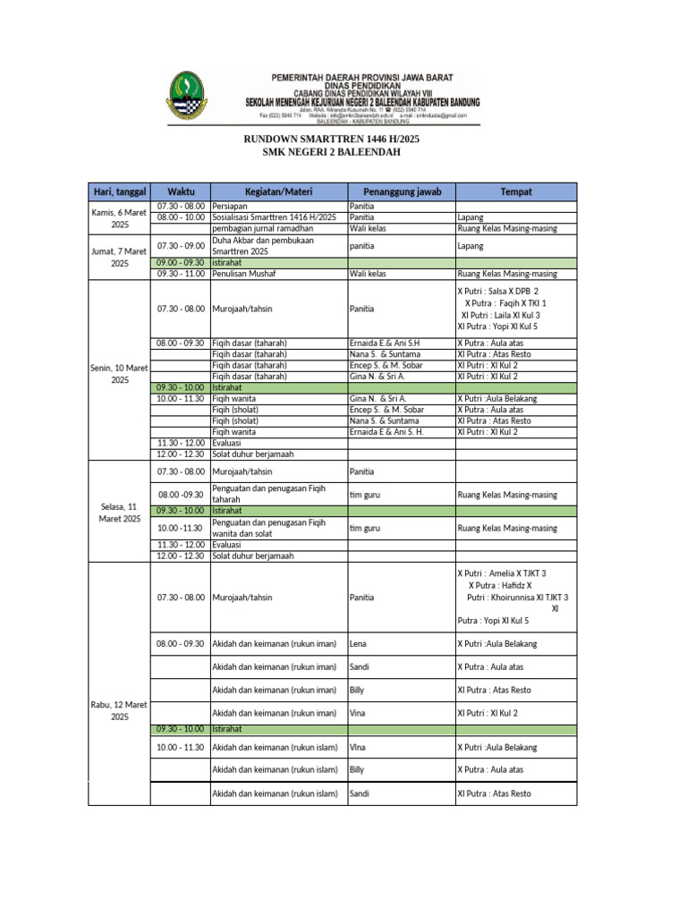 Jadwal Smarttren 2025 | PDF