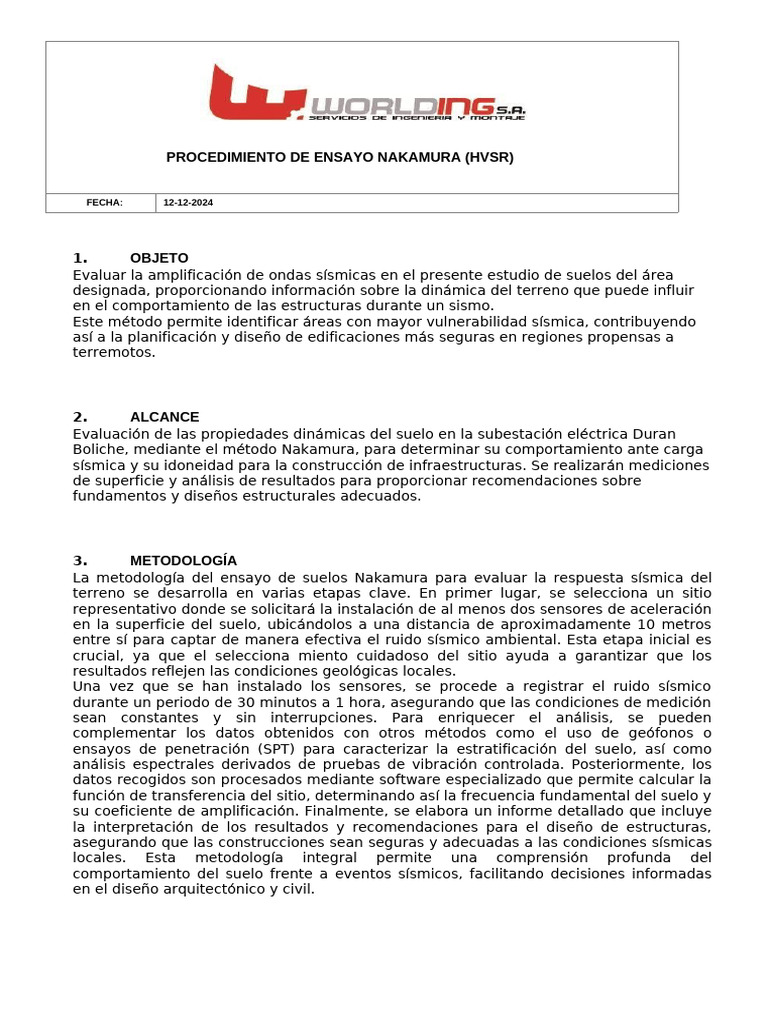 Procedimiento del Ensayo Nakamura (HVSR) | PDF | Temblores | Suelo