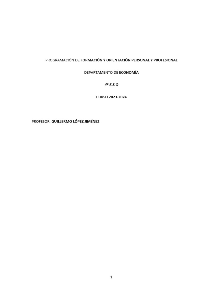 Programación FOPP - 4ESO | PDF | Evaluación | Sicología