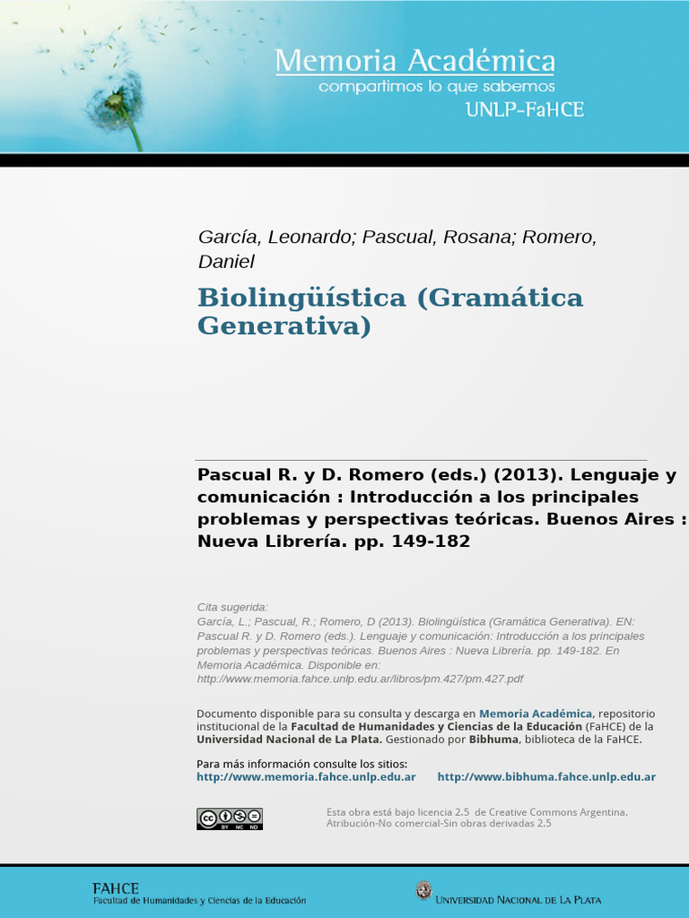 Biolingüística (Gramática Generativa) | PDF | Lingüística | Mente