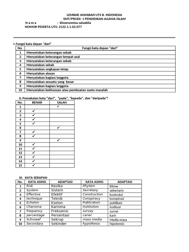 6. Lembar Jawaban Uts (2) | PDF