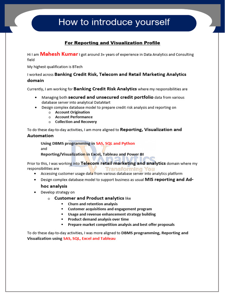 3 - 2.short - HOW TO INTRODUCE YOURSELF (05092023214102) | PDF | Analytics | Databases