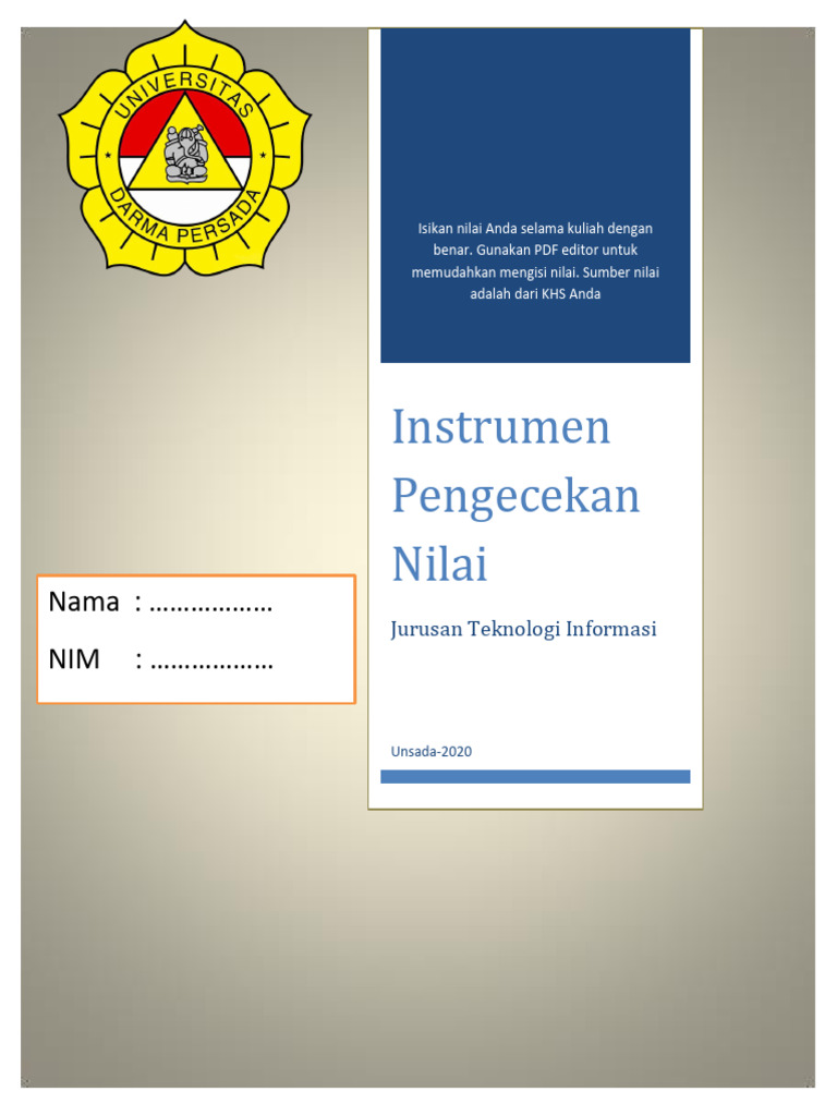TEMPLATE Instrumen CekNilai - Rev - 2022 | PDF