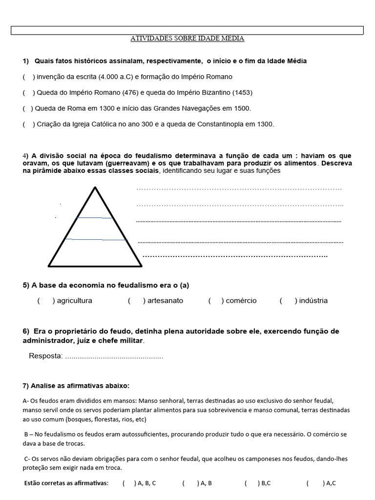 Atividade Idade Média 1 | PDF