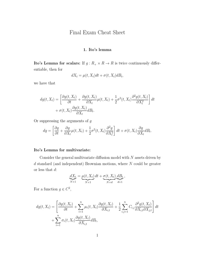 Final Cheat Sheet 2024-1 | PDF | Differential Calculus | Mathematics
