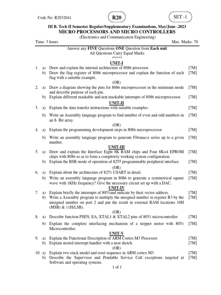 Micro Processors And Micro Controllers May 2024 Pdf Microcontroller