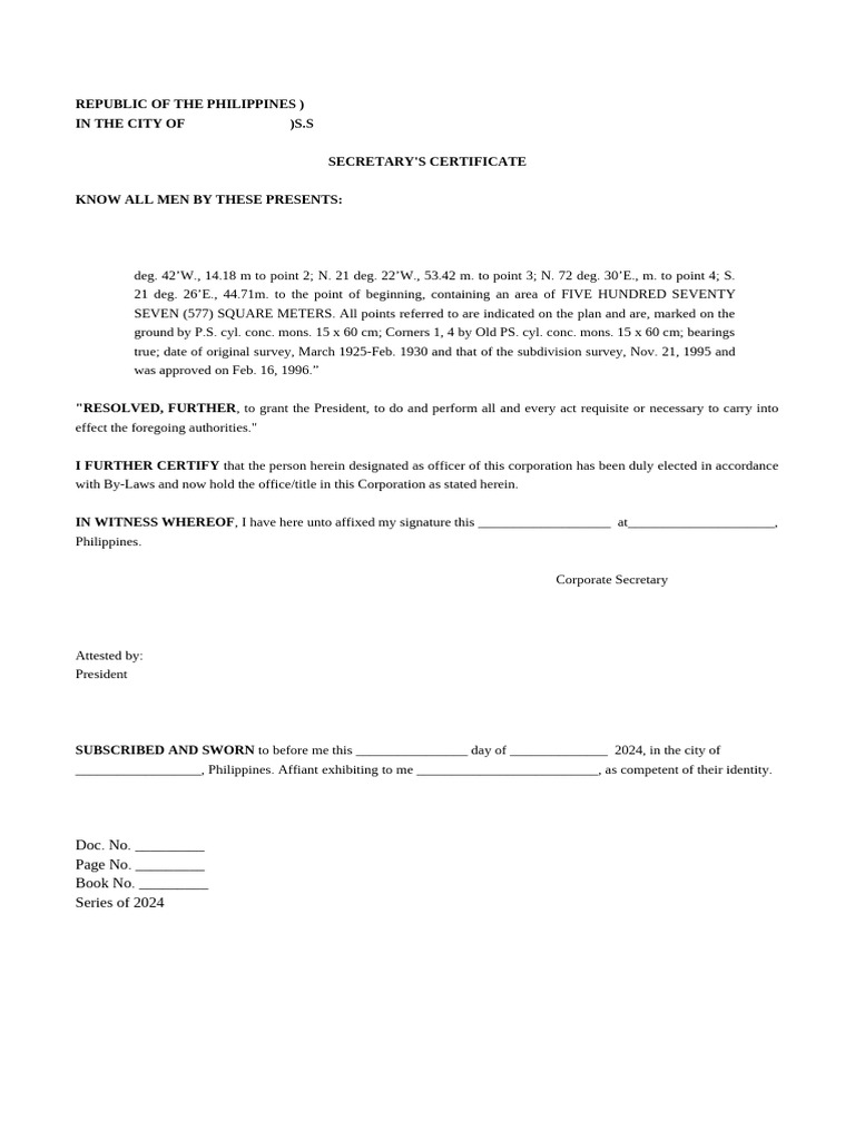 Secretary's Certificate | PDF