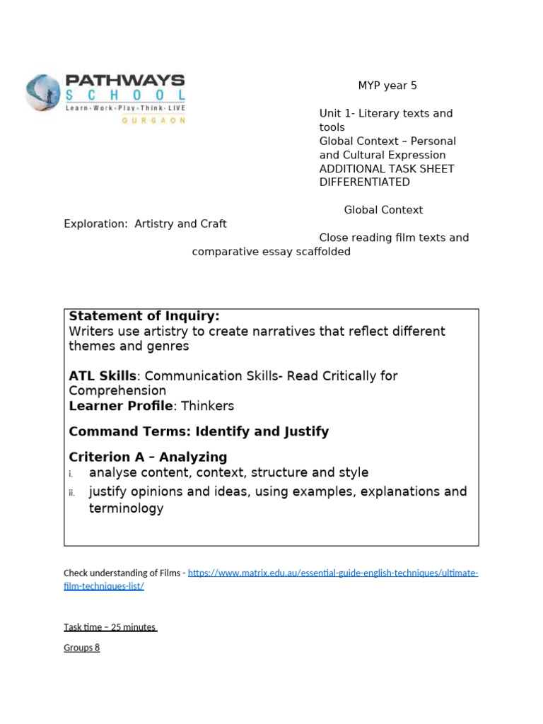 Unit 1 Additional TS 5 A Compare and Contrast Differentiated | PDF | Essays