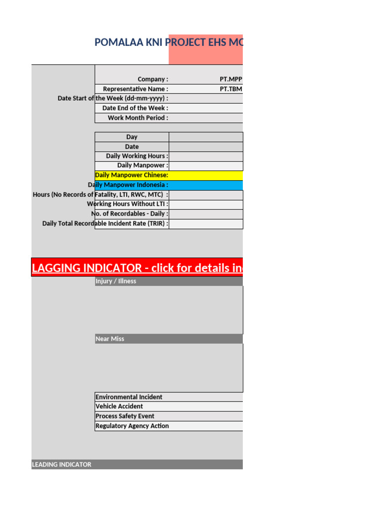 Form - Monthly - Manhours - HSE - Report - Desember - PT TBM | PDF ...