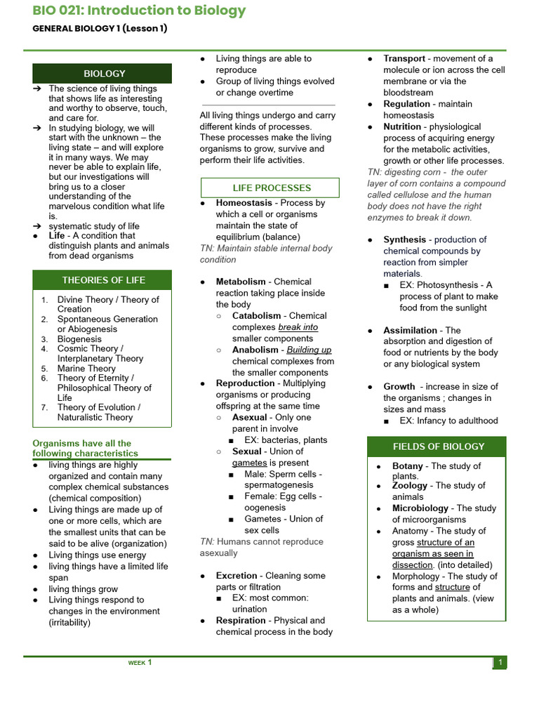 BIO 021_ Lesson 1.2 - Introduction to Biology-2 | PDF | Biology | Organisms