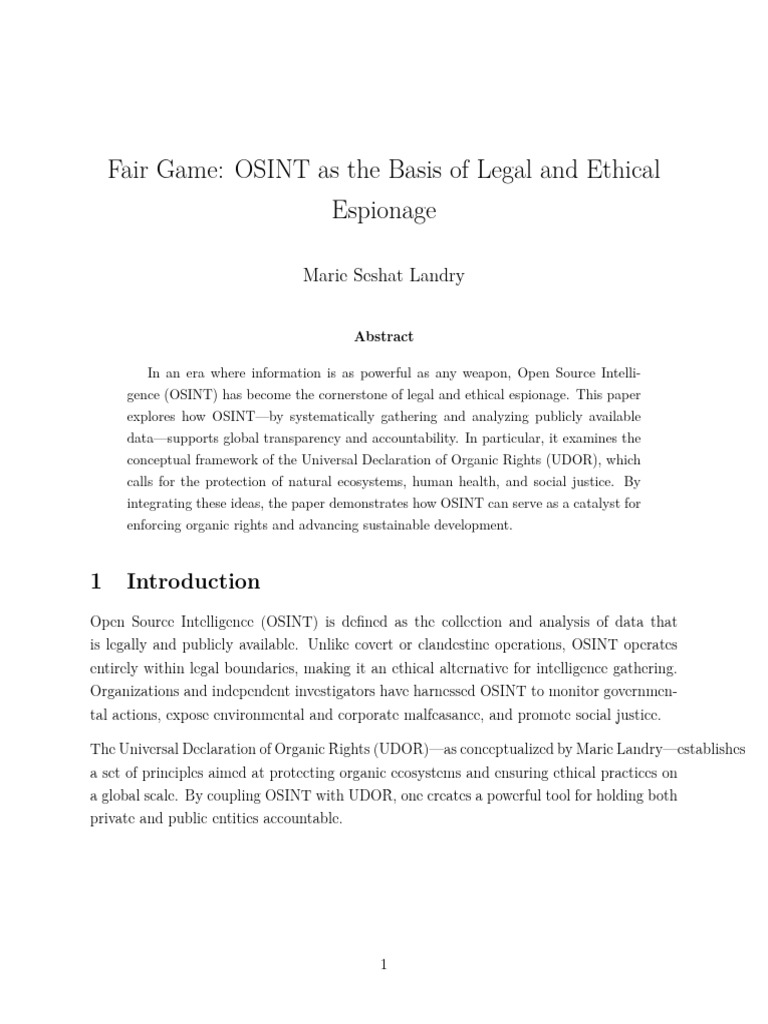 OSINT: Legal and Ethical Espionage Insights | PDF | Corporate Social ...