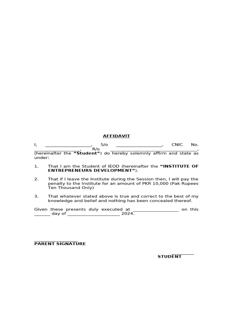 UOB CPDD2025 Student Affidavit | PDF