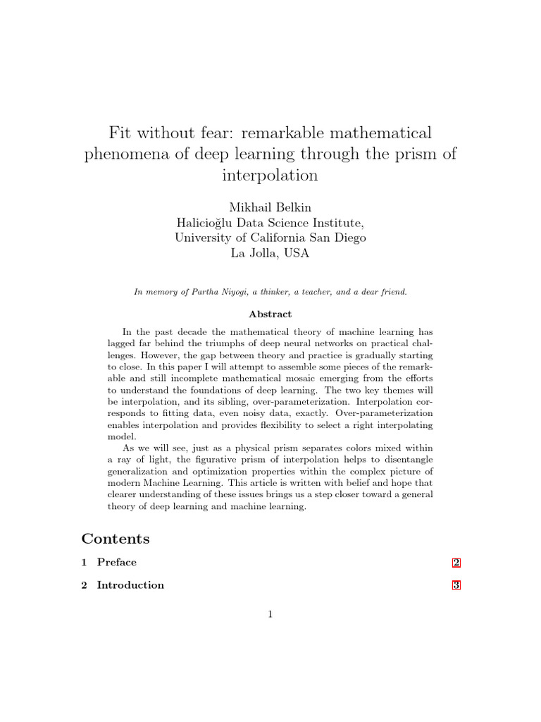 Fit without fear- remarkable mathematical phenomena of deep learning through the prism of ...