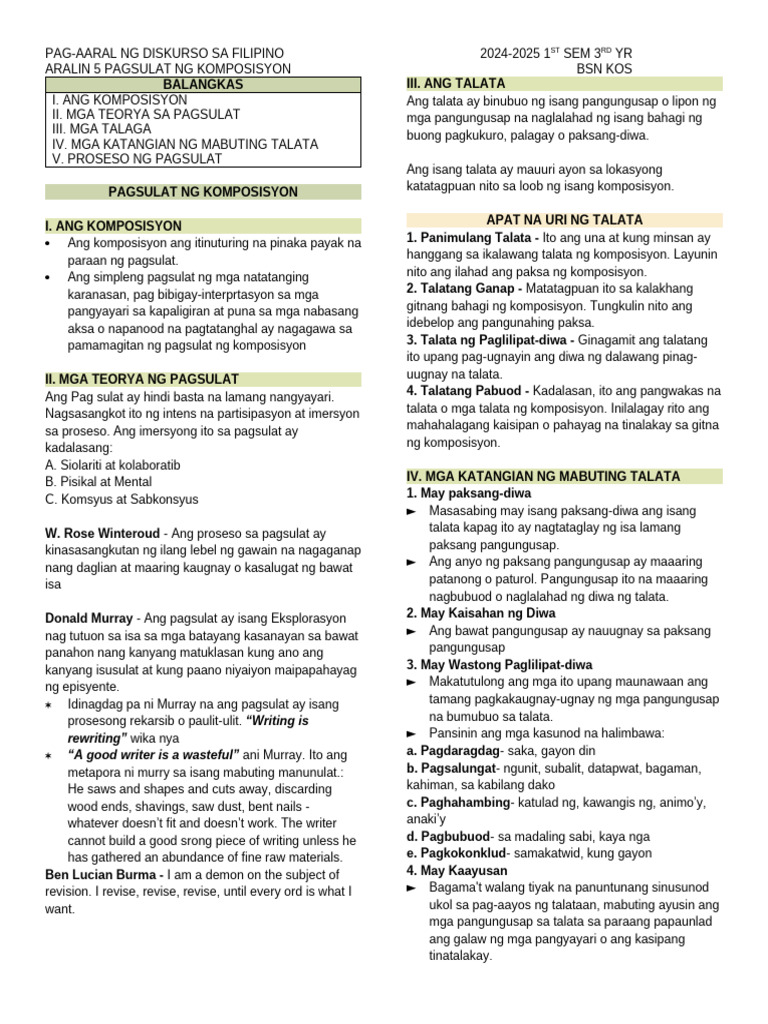 Fil - 5 Pagsulat NG Komposisyon | PDF