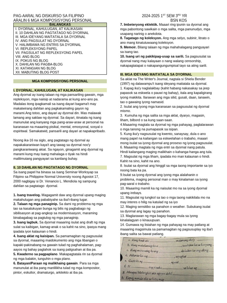 Fil - 6 Mga Komposisyong Personal | PDF