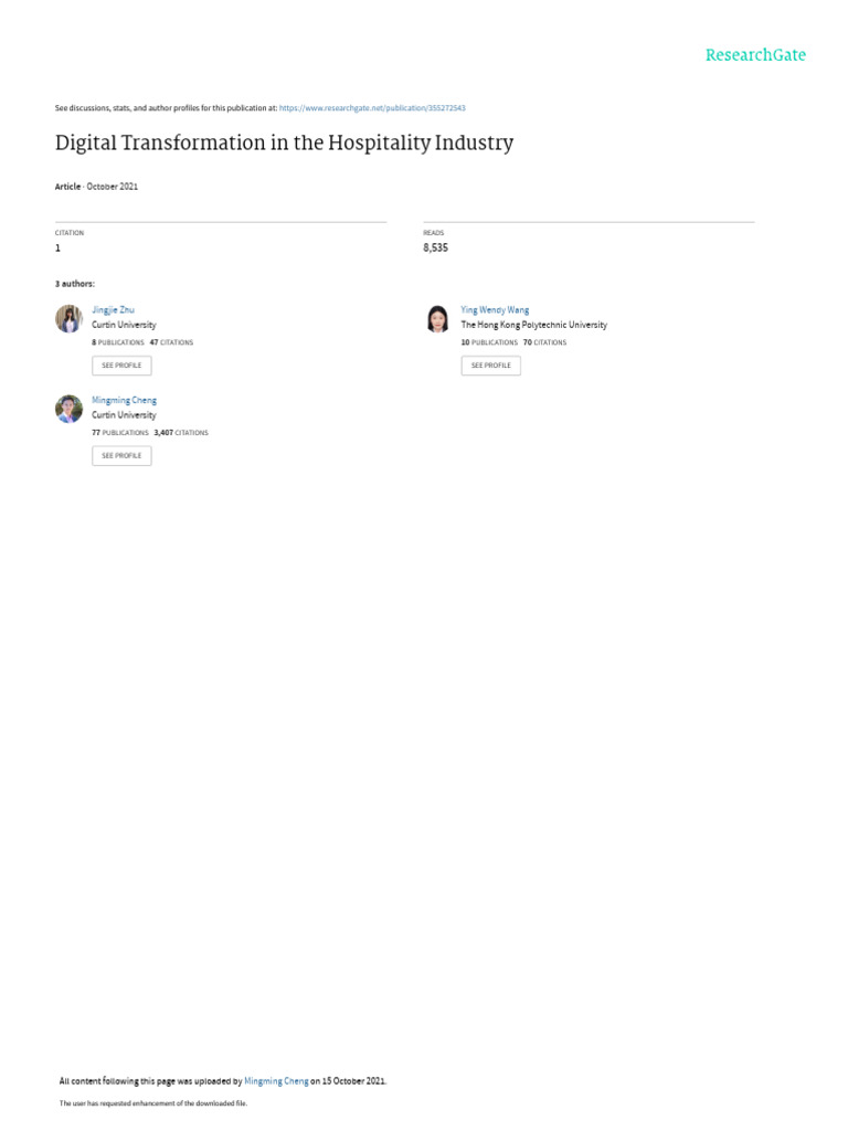 Digital Transformation in Hospitality | PDF | Augmented Reality ...