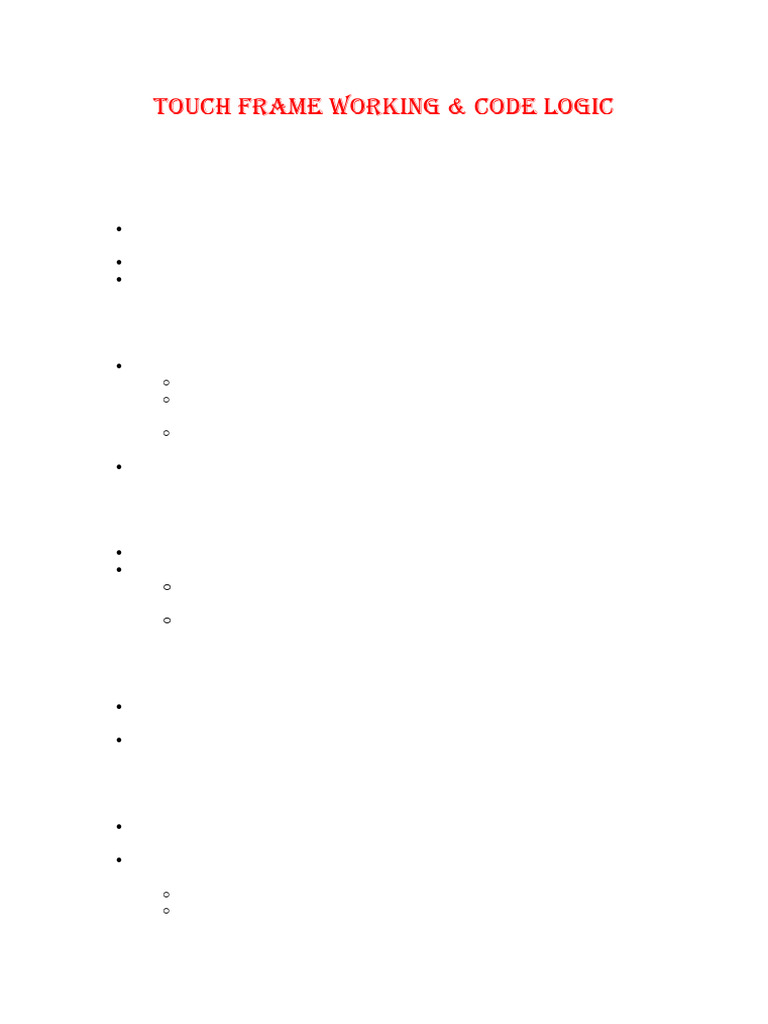 Touch Frame Working | PDF | Microcontroller | Light Emitting Diode