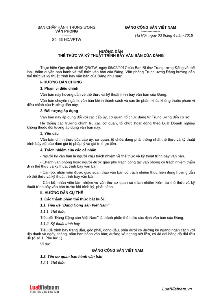 Hướng dẫn-36-HD-VPTW | PDF