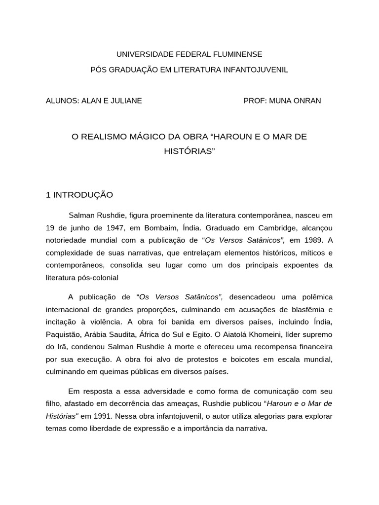 O Realismo Mágico em - Haroun e o Mar de Histórias | PDF | Ficção ...