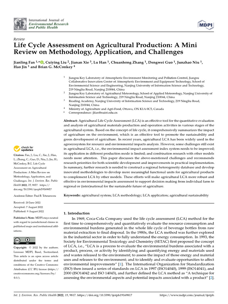Life Cycle Assessment On Agricultural Production A Mini 1908rjai | PDF ...
