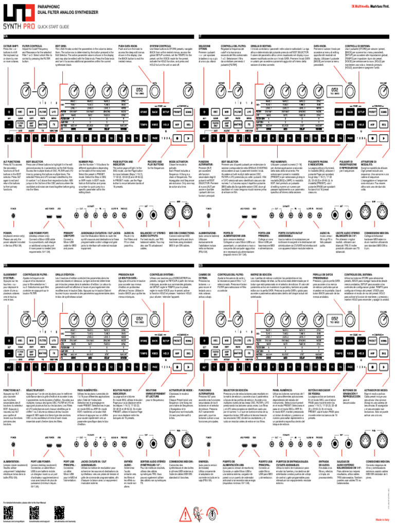 UNO Synth Pro Quick Start Guide | PDF