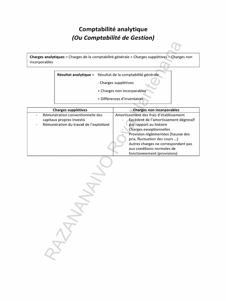 Résumé - Comptabilité Analytique | PDF