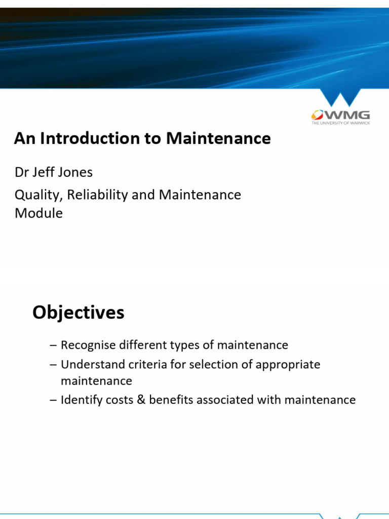 Introduction To Maintenance Jeff Jones | PDF | Risk | Reliability ...