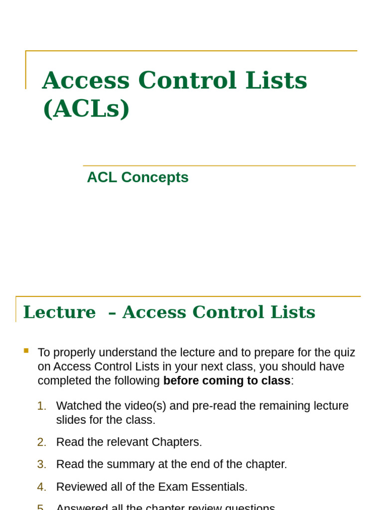 2 - Access Control Lists | PDF | Router (Computing) | Internet Protocols